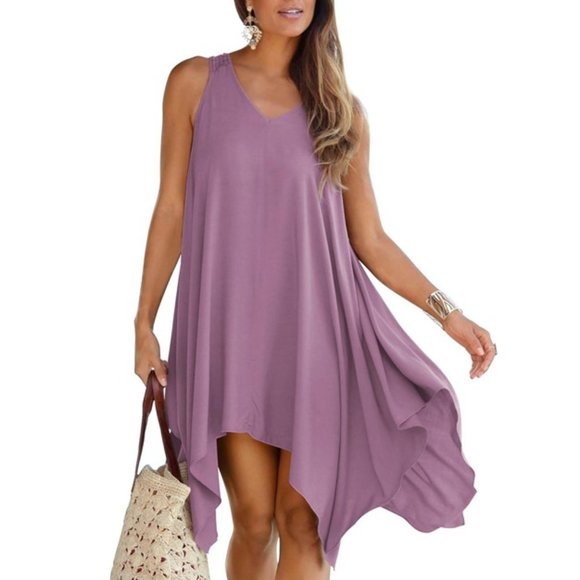 Rob Zelter | Dresses | Purple Handkerchief Hem Crochet Back Sundress ...